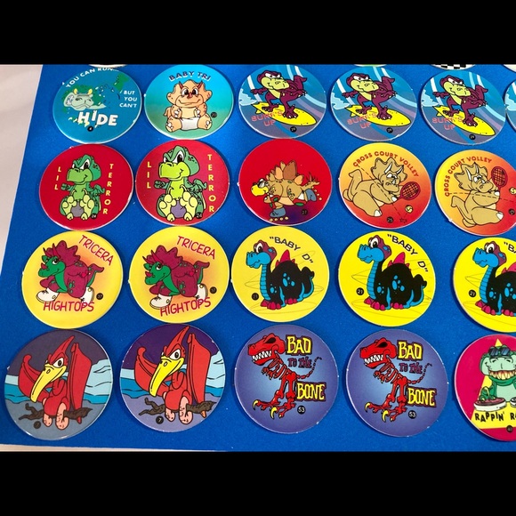 Toys | Vintage 9s Retro Dinosaur Pogs Set Jurassic Park | Poshmark